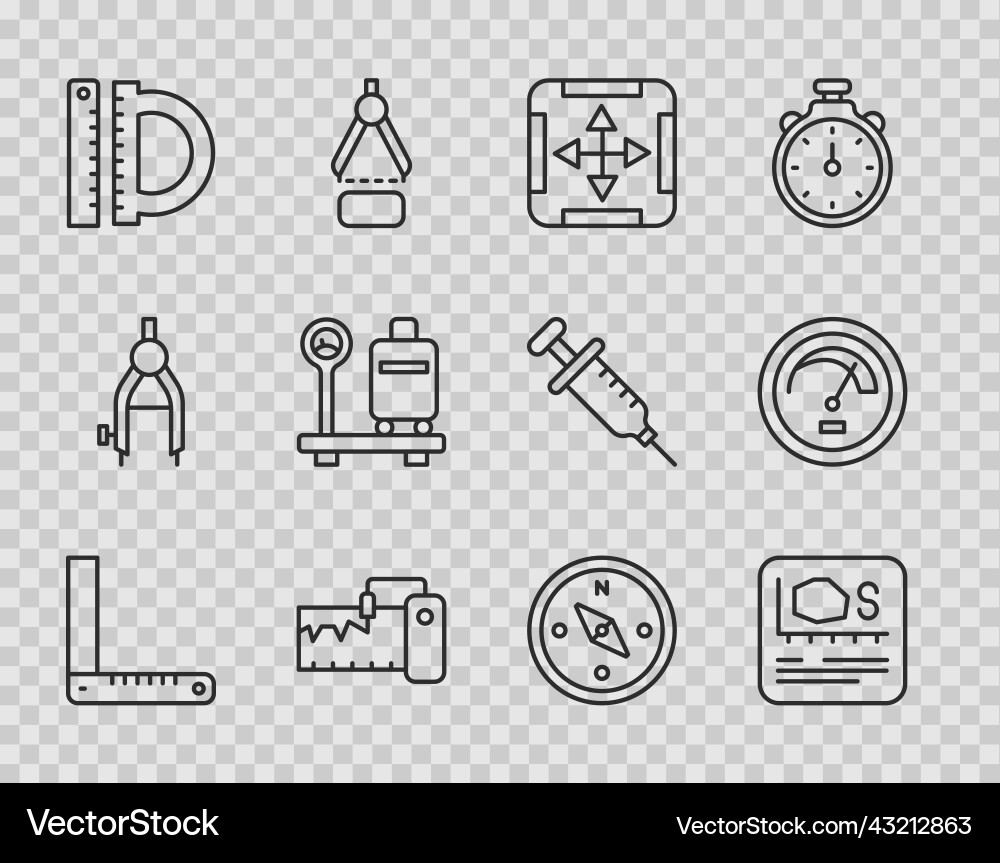 Set line corner ruler area measurement measuring Vector Image