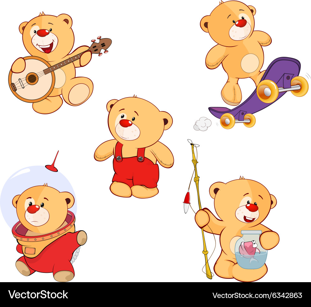 Set of bears cartoon Royalty Free Vector Image