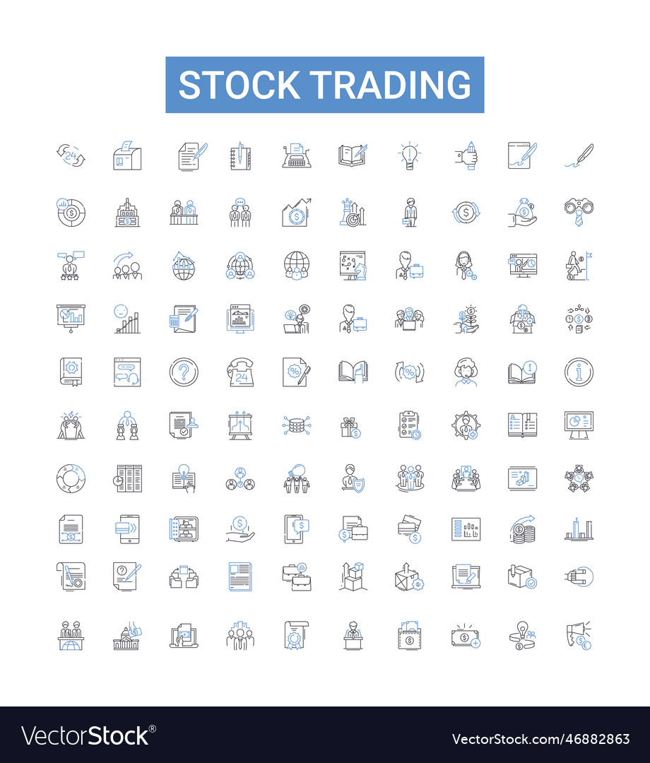 Stock trading outline icons collection trading Vector Image Stock trading outline icons collection trading Vector Image