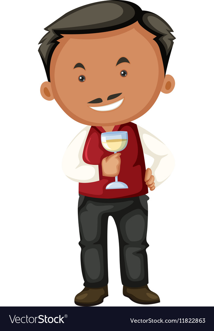 Winemaker holding glass white wine Royalty Free Vector Image Winemaker holding glass white wine Royalty Free Vector Image