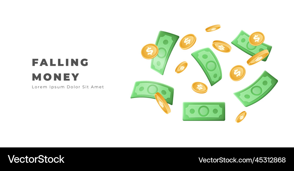 3d falling money dollar background flying cash Vector Image