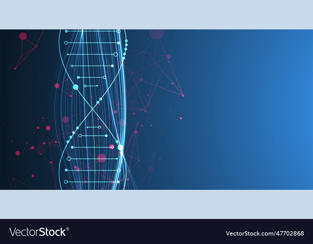 Abstract Dna Background With Plexus Effect Vector Image