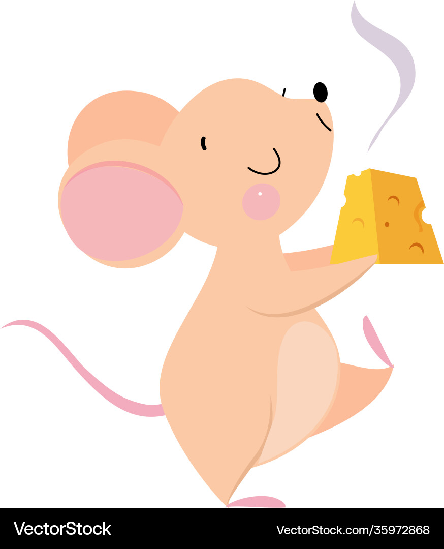 Cute mouse with pointed snout and rounded ears Vector Image
