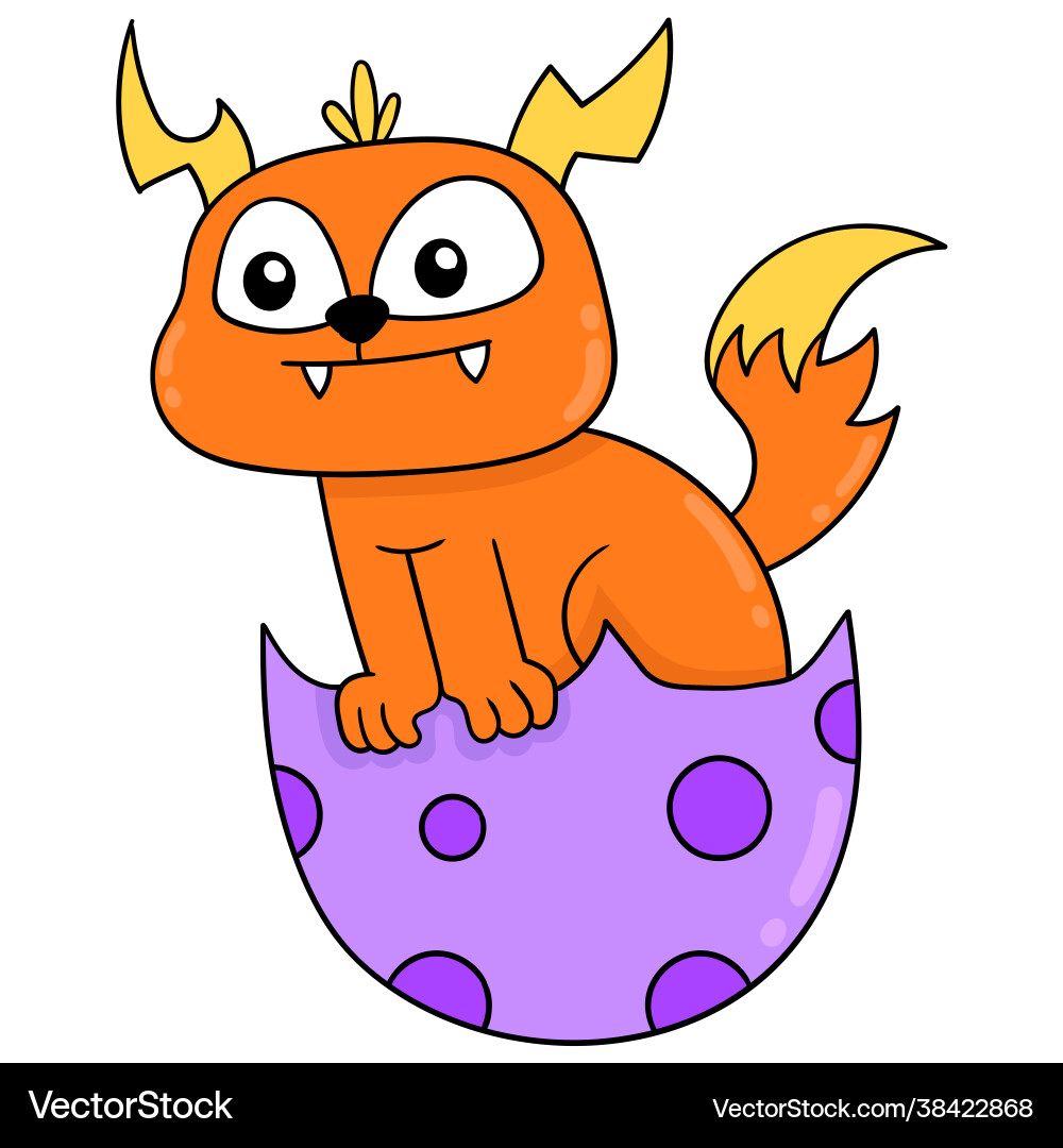 Eggs hatch giving birth to cute cat monsters Vector Image