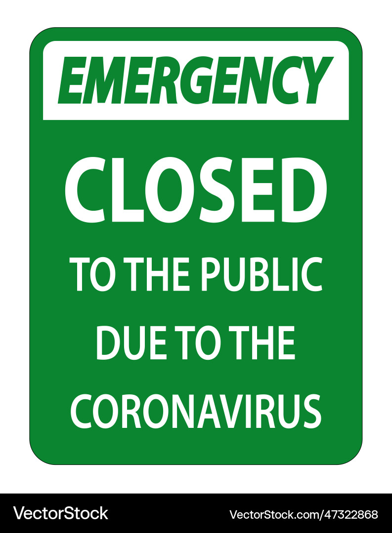Emergency closed to public sign on white Vector Image