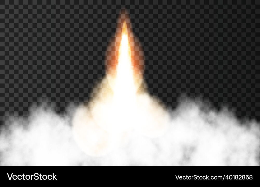Flame and smoke from space rocket launch Vector Image