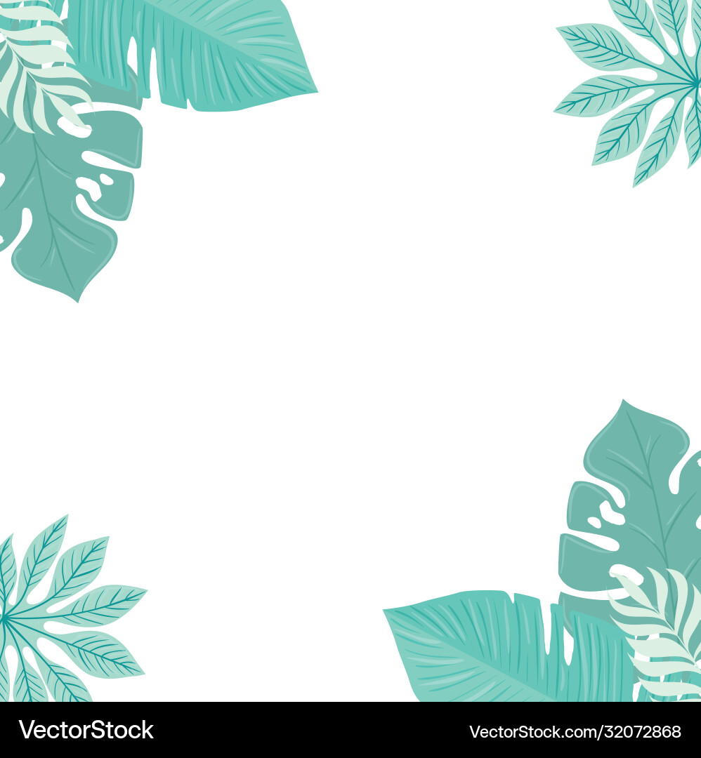 Frame tropical leaves pastel color on white Vector Image