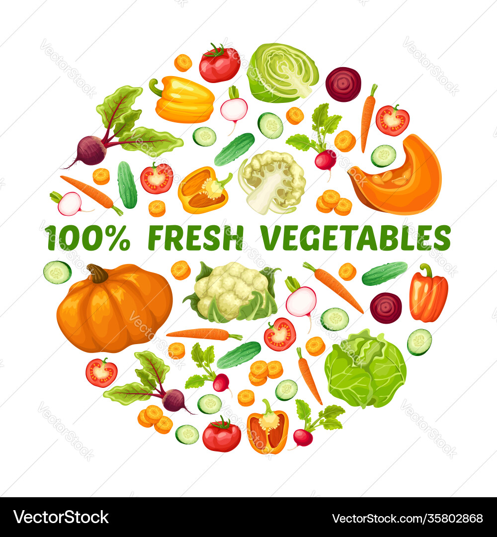 Fresh farm food round concept Royalty Free Vector Image
