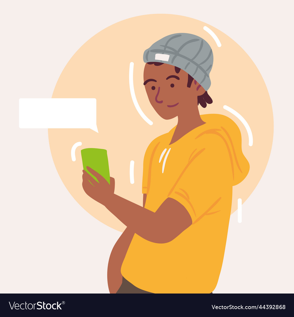 Guy using smartphone Royalty Free Vector Image