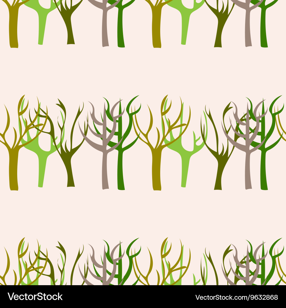 Hand drawn trees seamless pattern Royalty Free Vector Image
