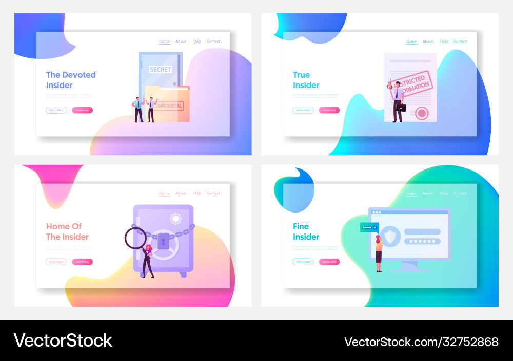 Insider landing page template set characters Vector Image