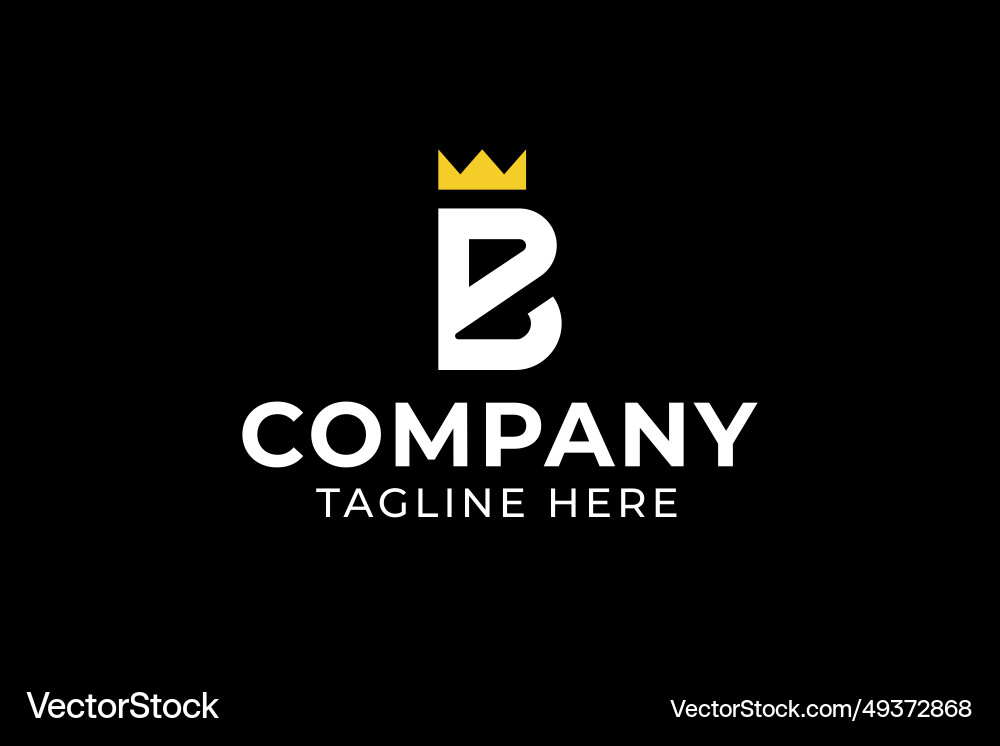Letter b with crown king modern logo design Vector Image