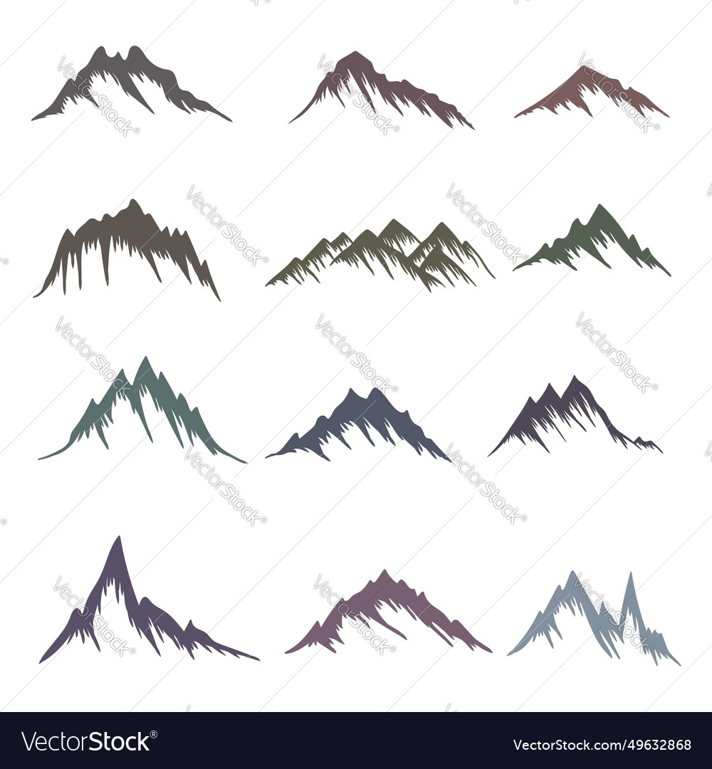 Mountain elements set collection Royalty Free Vector Image