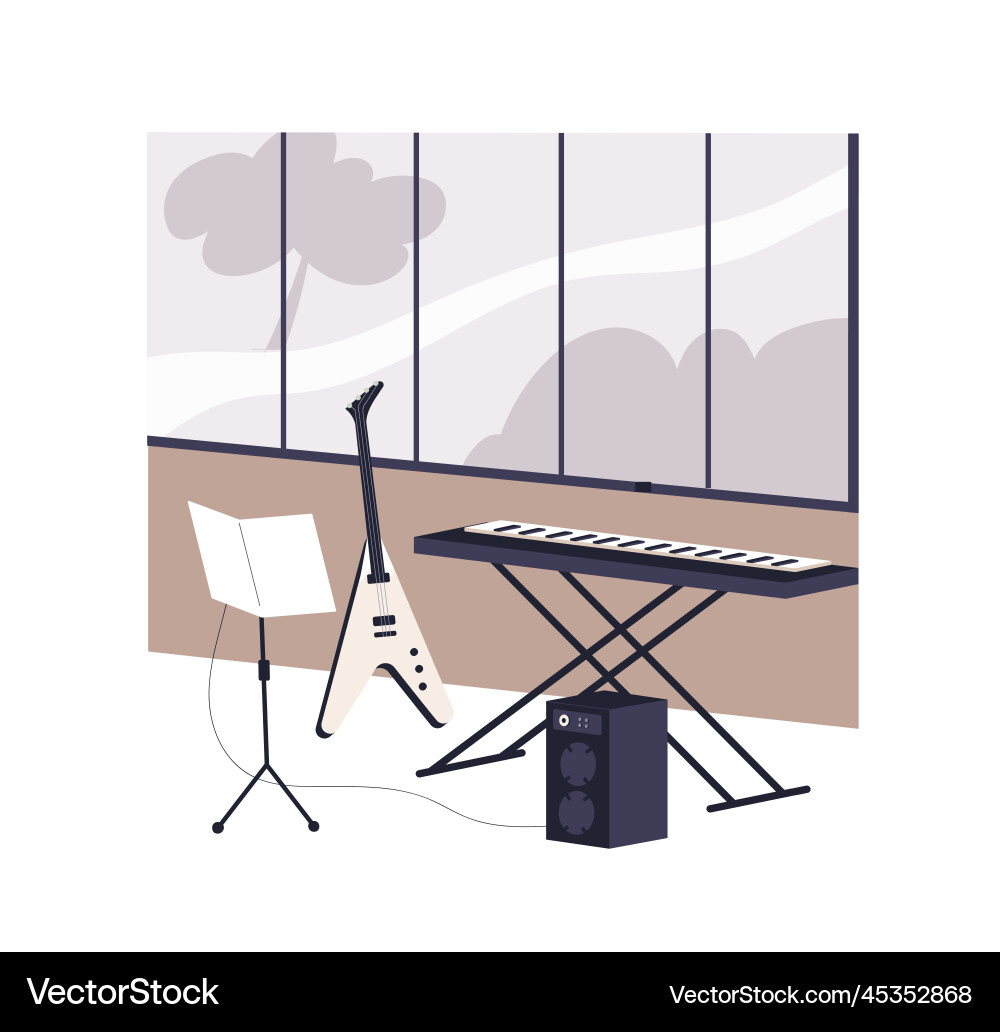 Music studio classroom with electric guitar Vector Image