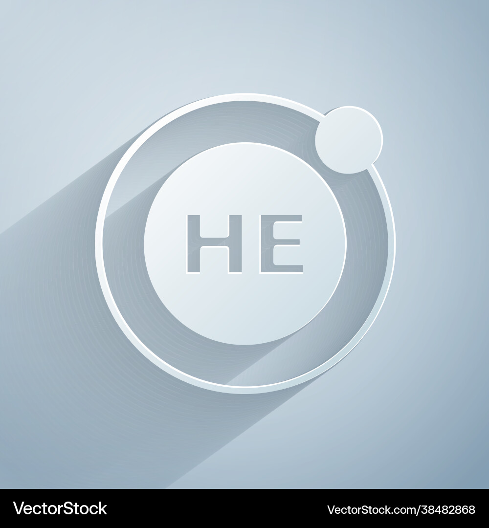 Paper cut helium chemical element icon isolated Vector Image