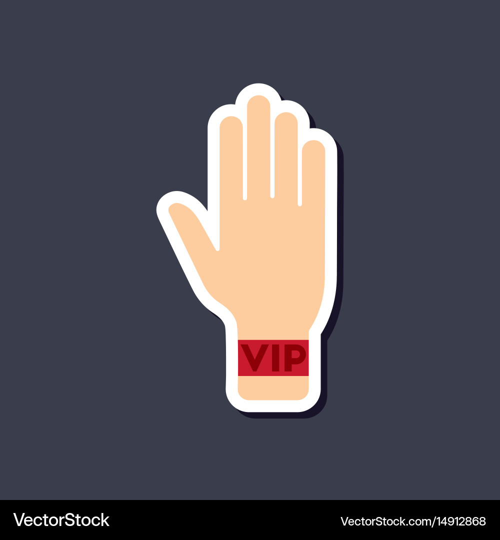 Paper sticker on stylish background hand vip Vector Image