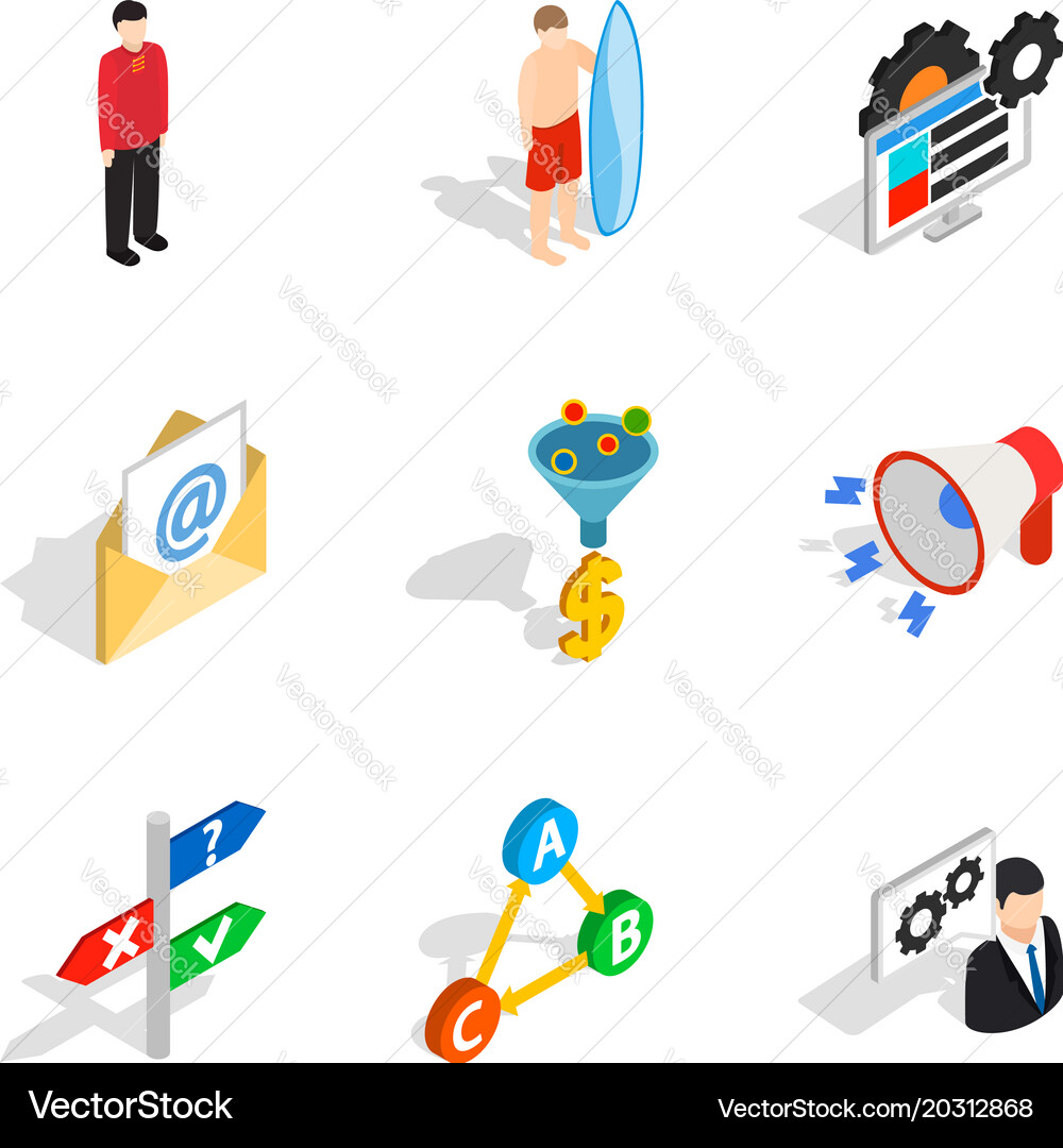 Technical personnel icons set isometric style Vector Image
