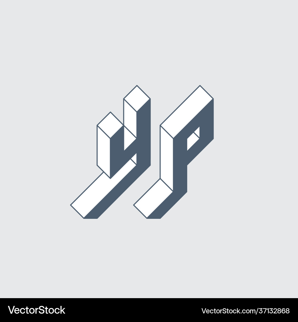 Volume alphabet three-dimension letters y and p Vector Image