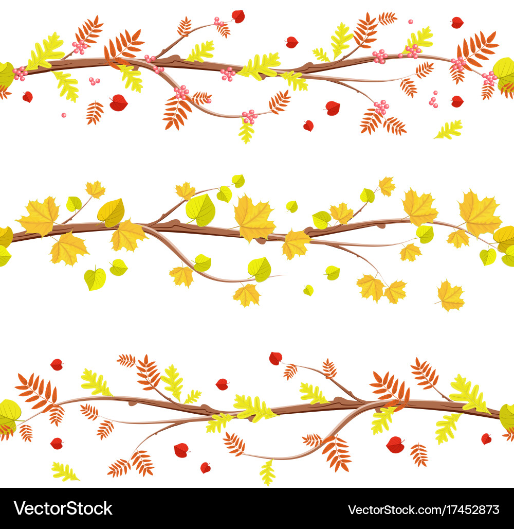 Autumn collection floral seamless borders Vector Image
