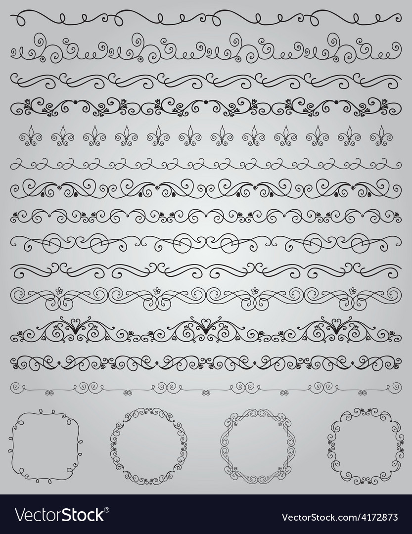 Black Hand Drawn Doodle Borders and Frames Vector Image