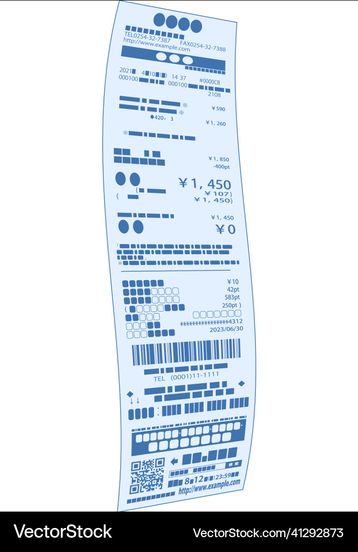 Blue color winding shopping receipt Royalty Free Vector