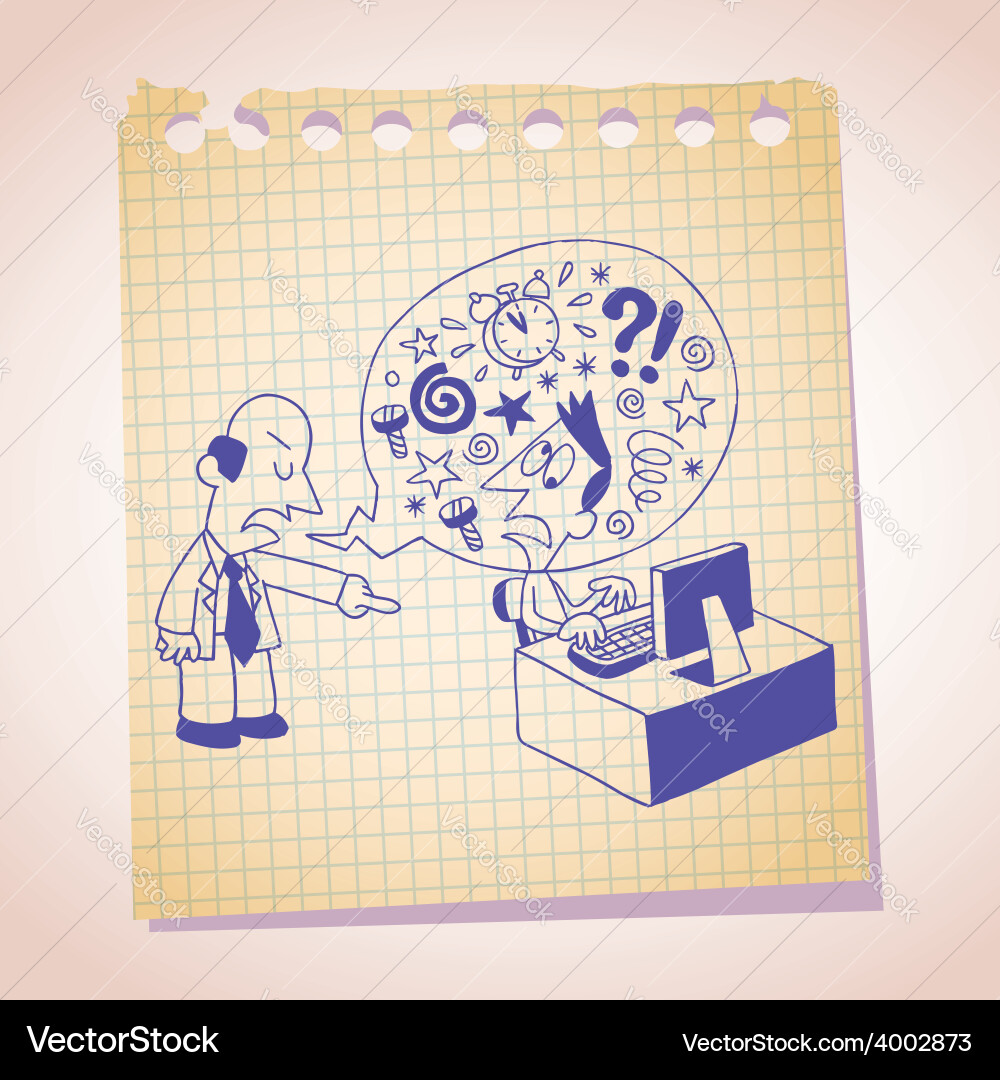 Boss and employee concept note paper cartoon Vector Image
