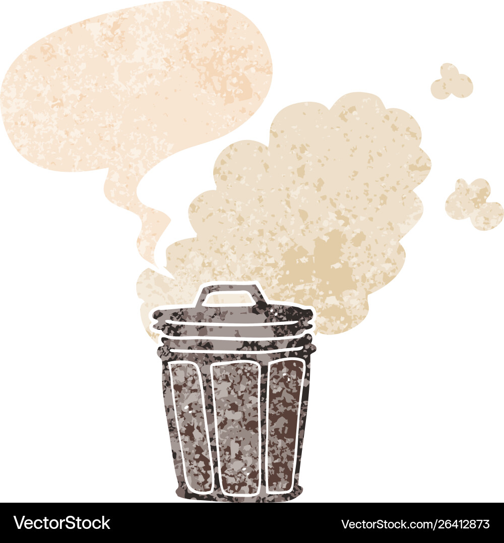 Cartoon stinky garbage can and speech bubble in Vector Image