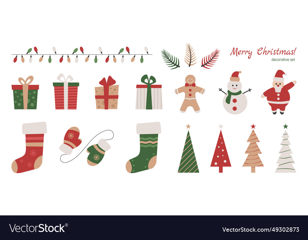 Christmas design element set sticker pack Vector Image