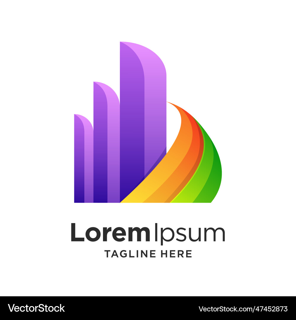 Financial graph logo with colorful style Vector Image