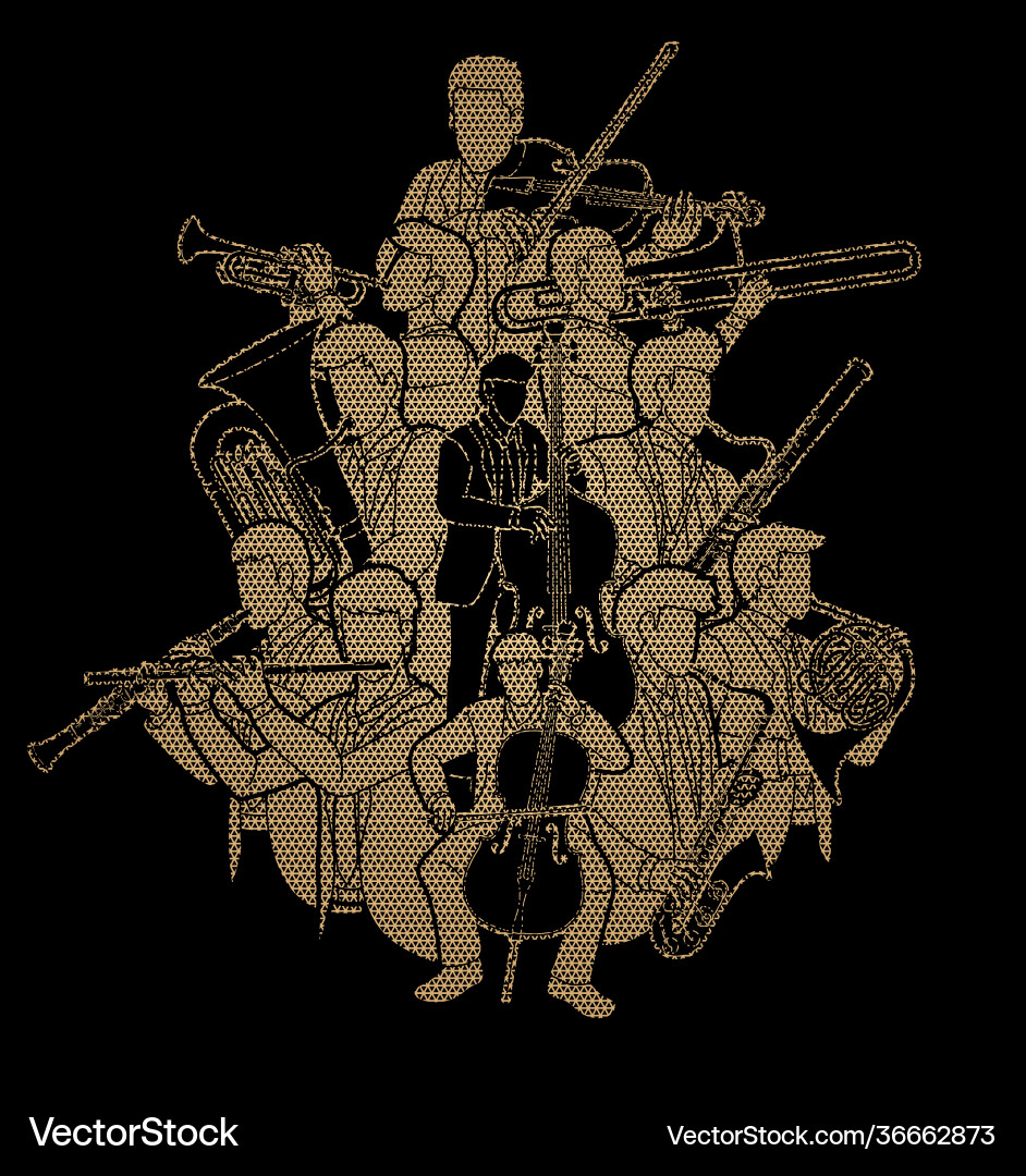 Group musician orchestra instrument Royalty Free Vector
