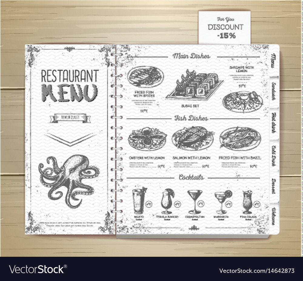 Hand drawing restaurant menu design Royalty Free Vector