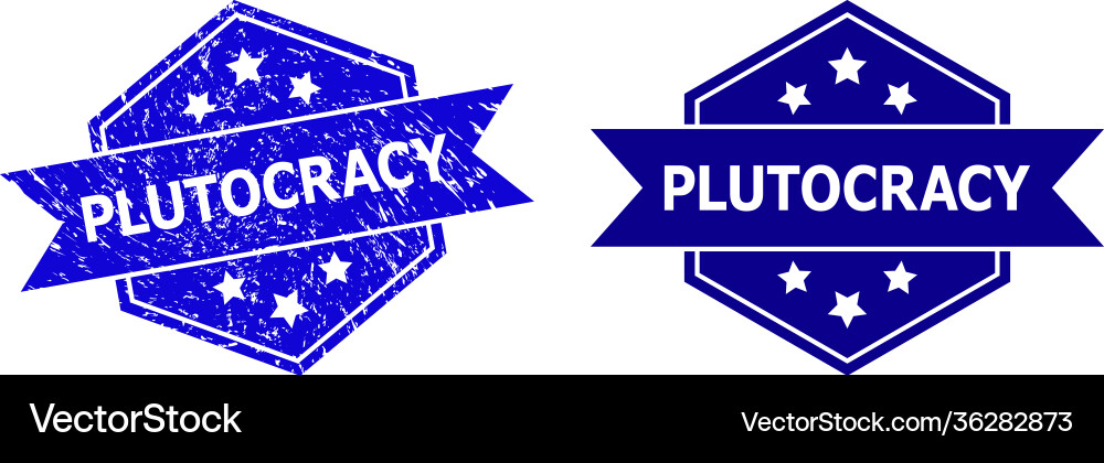 Hexagon plutocracy stamp seal with scratched Vector Image