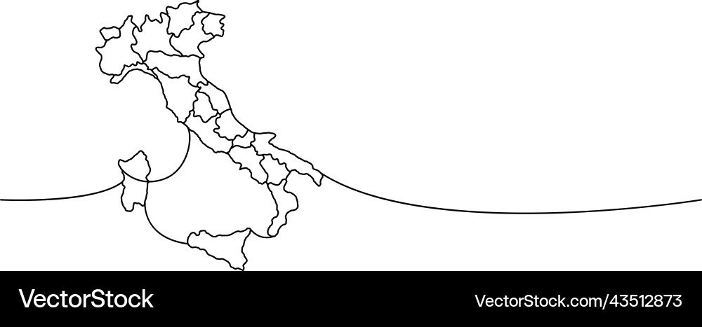 Map of italy one line continuous drawing Vector Image