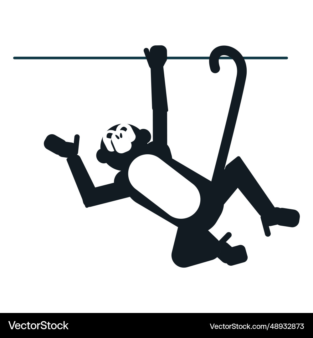 Monkey leg tail muzzle detailed silhouette Vector Image