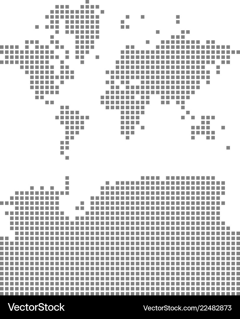 Pixel map of world with antarctica dotted map Vector Image