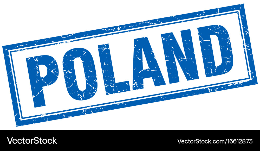Poland blue square grunge stamp on white Vector Image