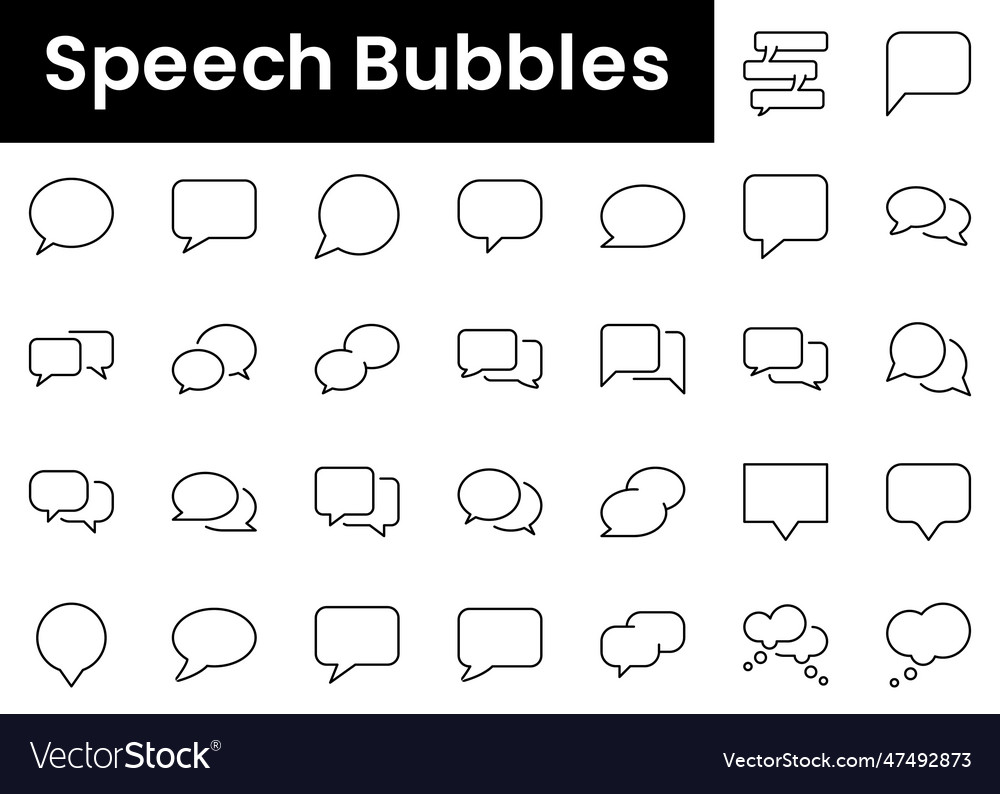 Set of outline speech bubbles icons minimalist Vector Image