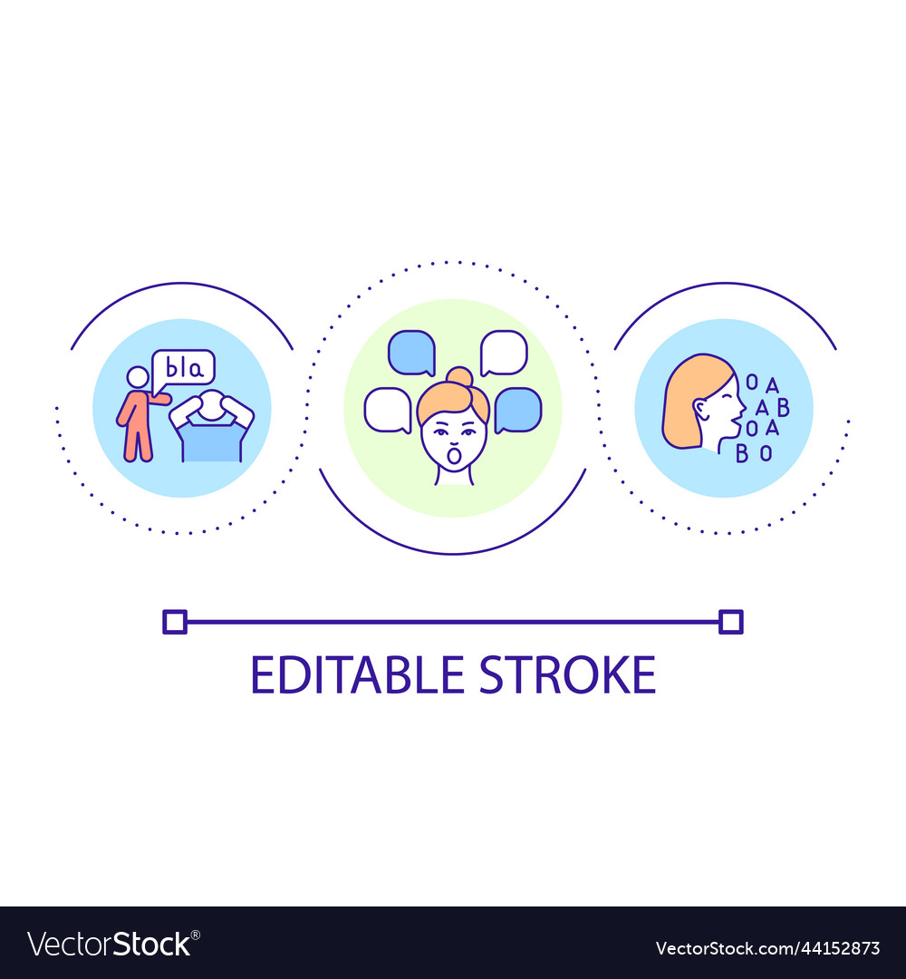 Talkativeness problem loop concept icon Royalty Free Vector