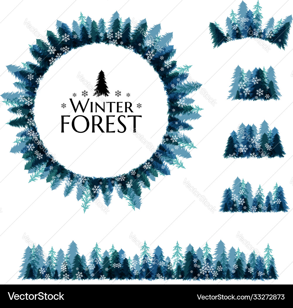 Winter snowy forest christmas tree decoration Vector Image