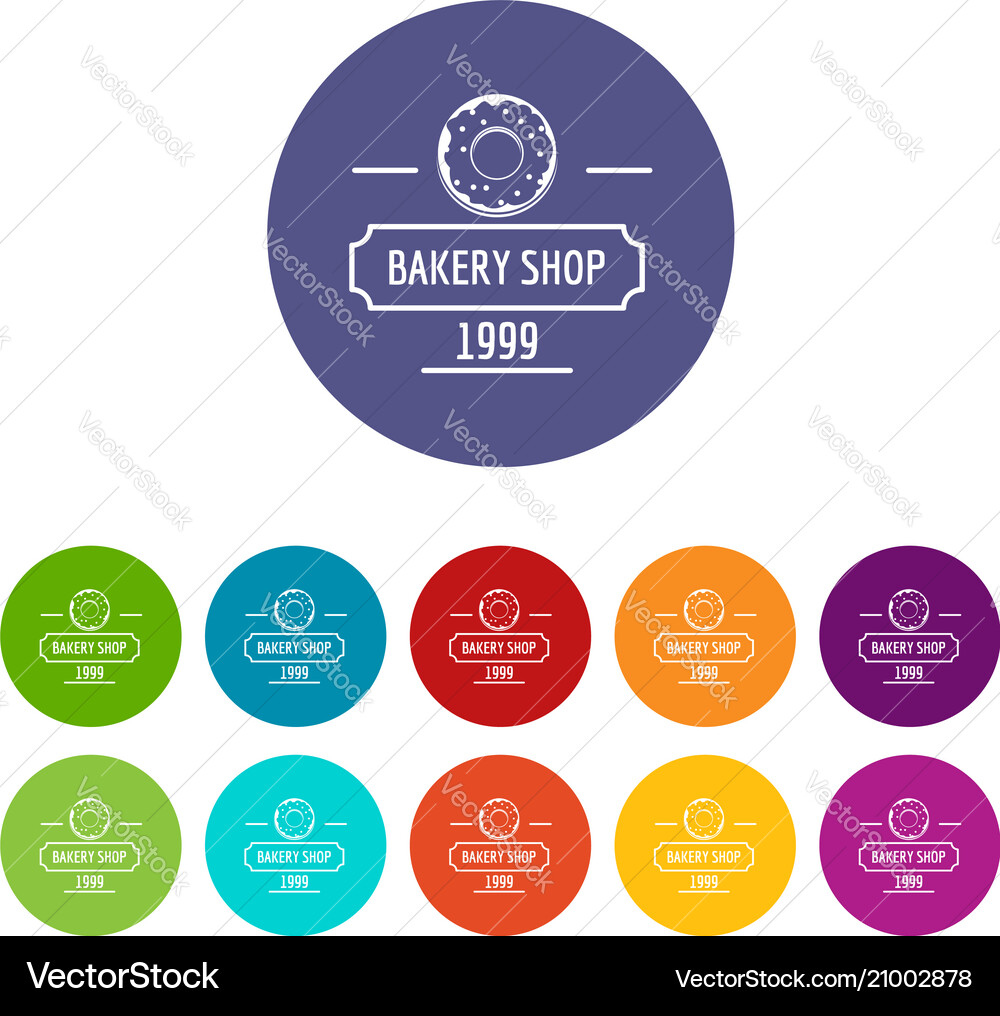 Bakery fresh icons set color Royalty Free Vector Image
