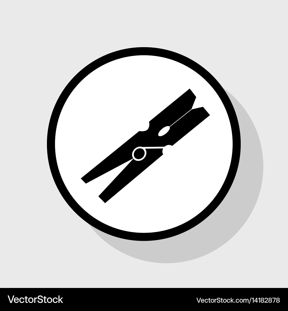 Clothes peg sign flat black icon in white Vector Image