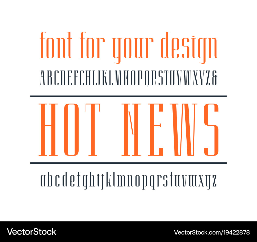 Elegant narrow serif font Royalty Free Vector Image