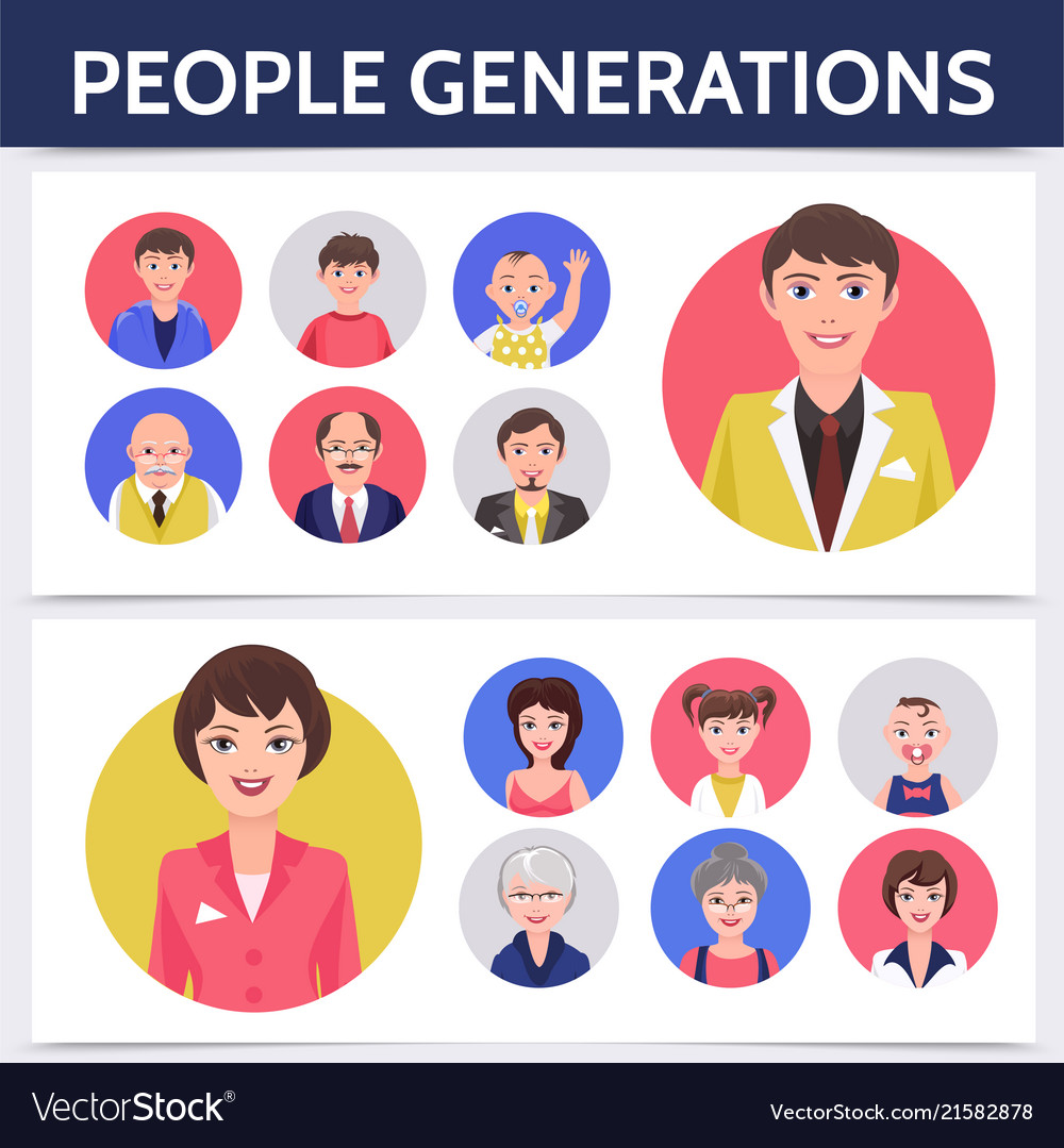Flat people aging process template Royalty Free Vector Image