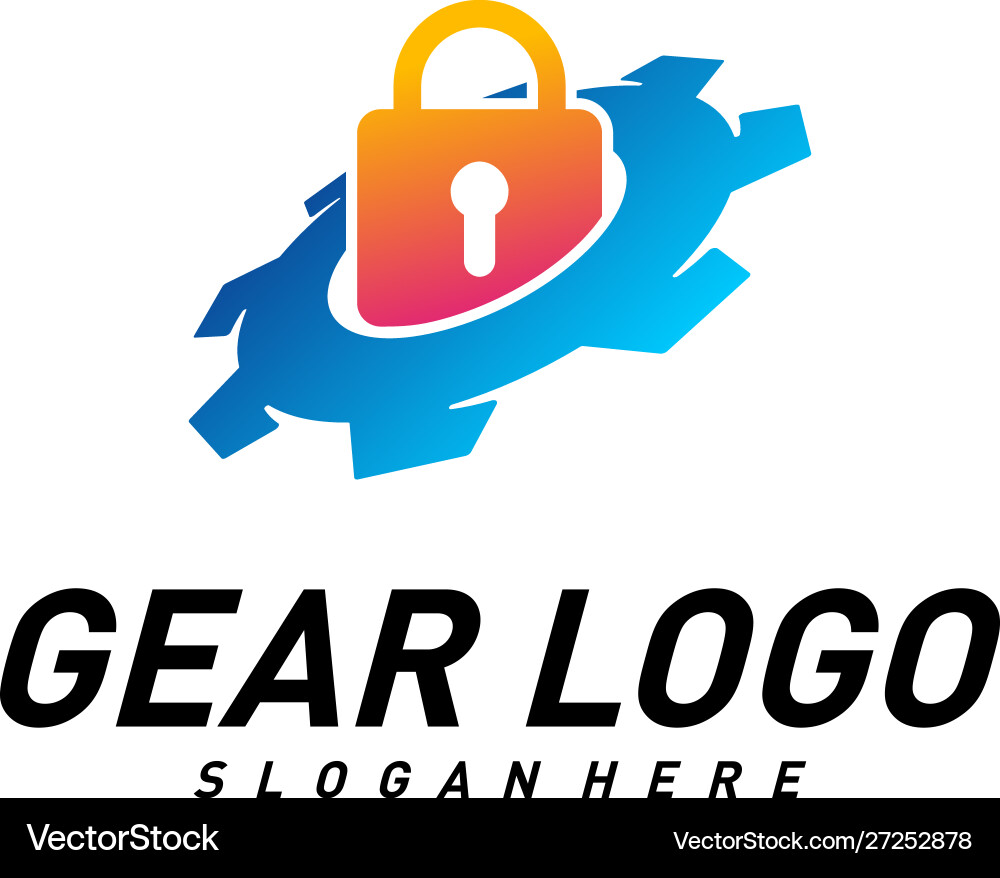Gear with key logo design template mechanic Vector Image