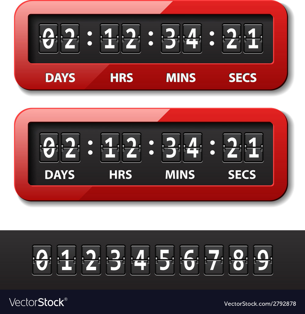 Red mechanical counter - countdown timer Vector Image