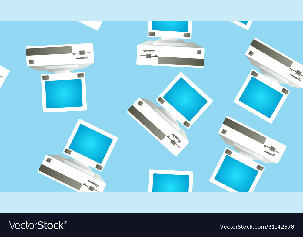 Seamless pattern retro old hipster computers Vector Image