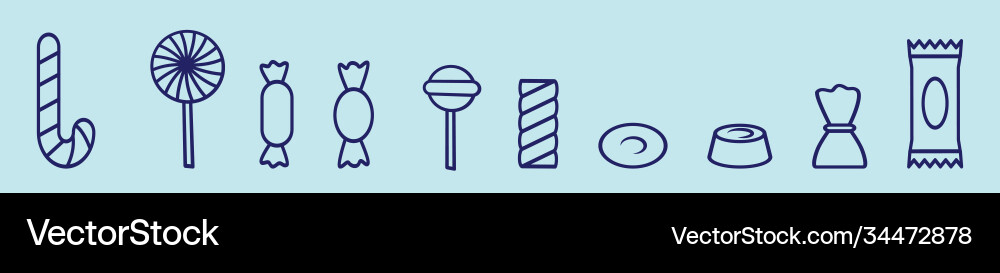 Set licorice striped color layered candy Vector Image