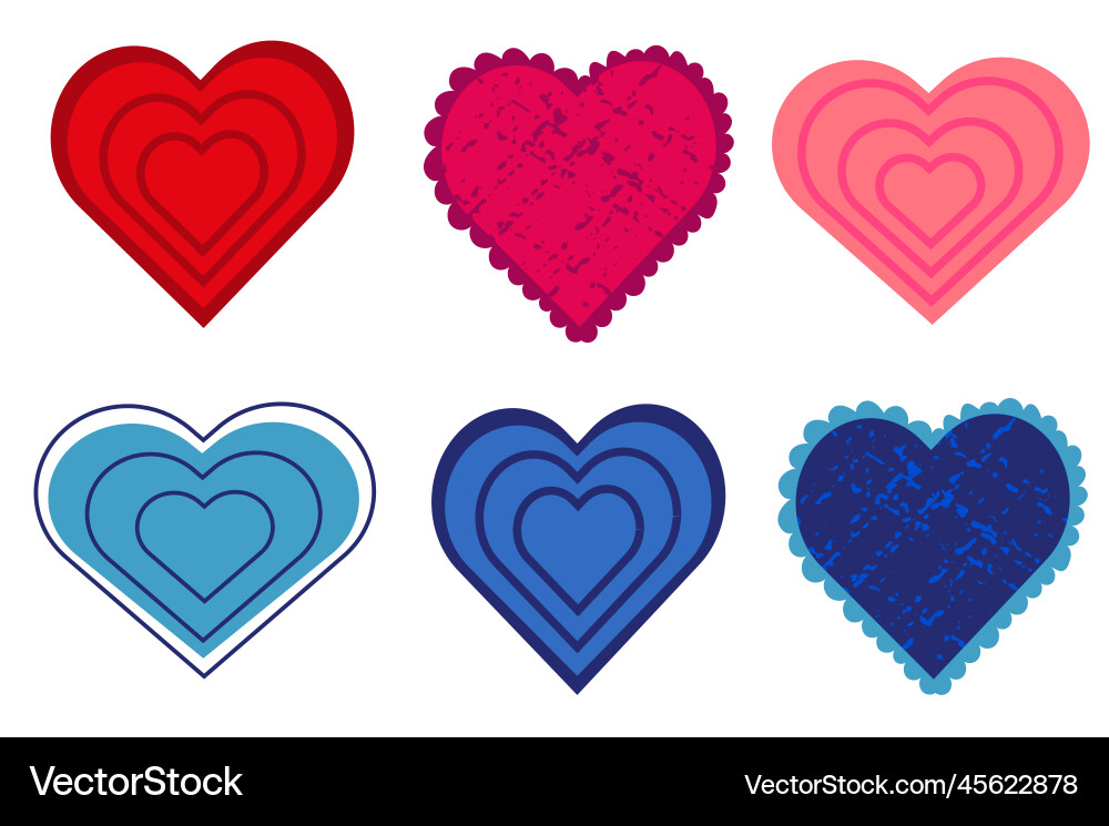Set of hearts with different design Royalty Free Vector
