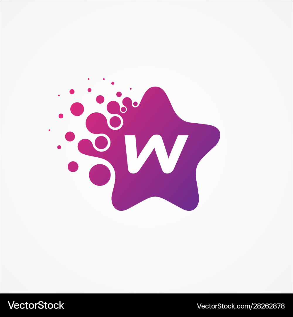 Stars pixel for technology symbol letter w design Vector Image