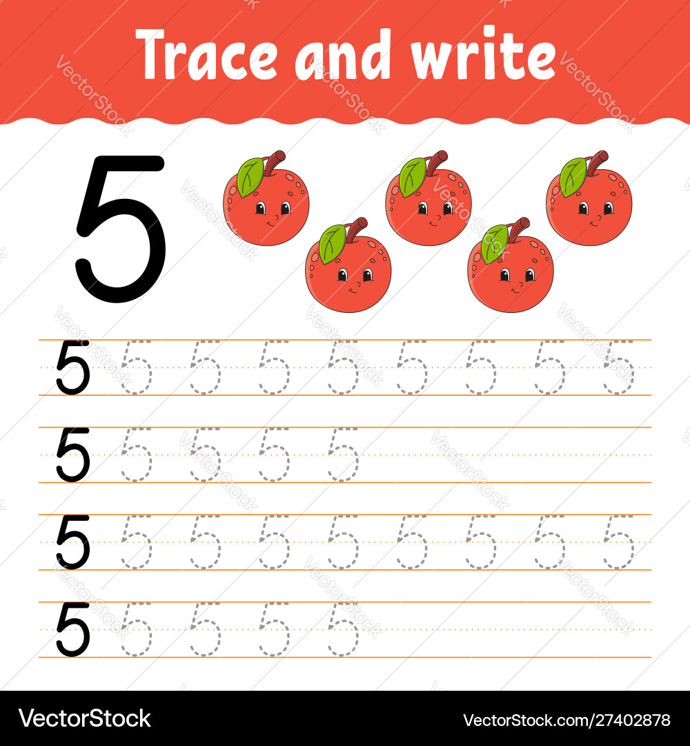 Trace and write handwriting practice learning Vector Image